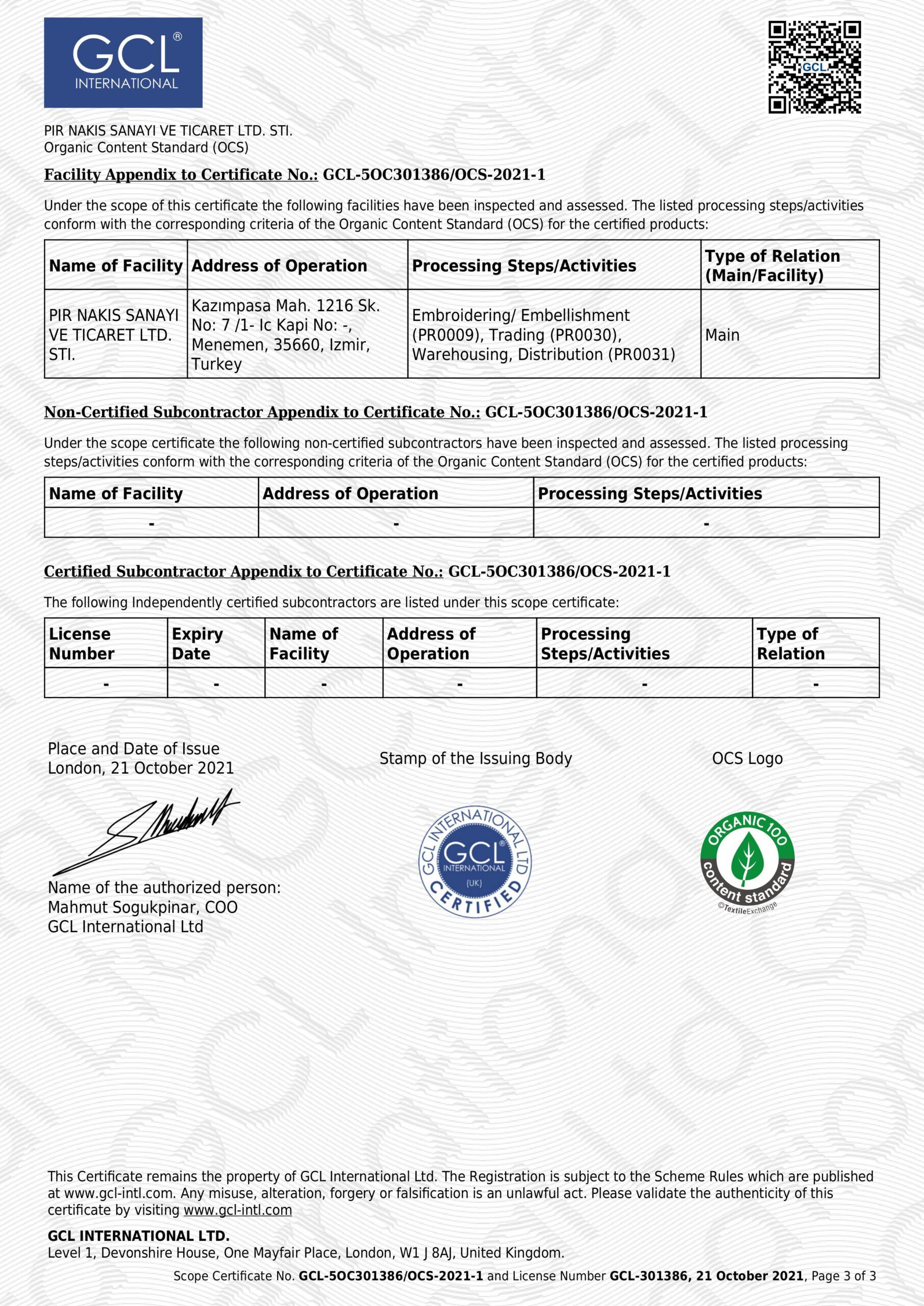 Our Certificates - Pir Nakış